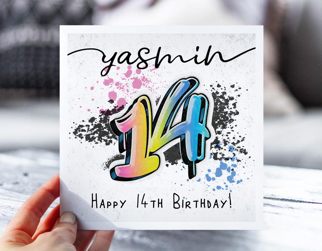 Personalised 14th Graffiti Birthday Card | 14th Birthday Girl, Boy ...