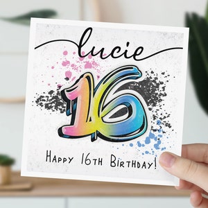 Personalised 16th Graffiti Birthday Card 16th Birthday Girl, Boy Card ...