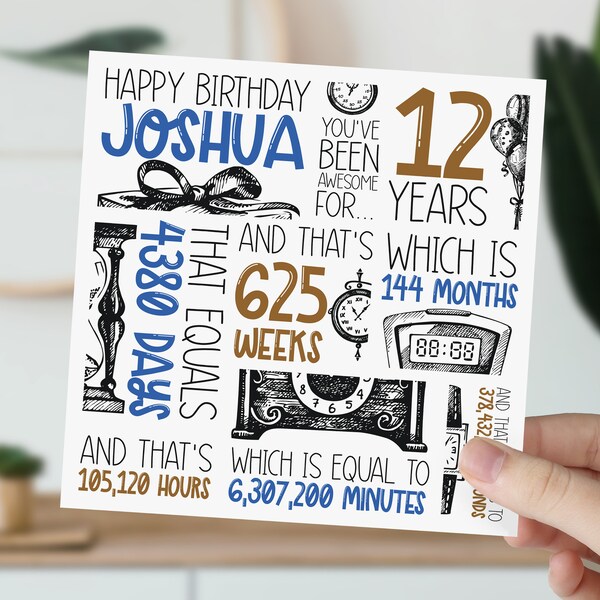 12 Years Old Bday Card - Etsy