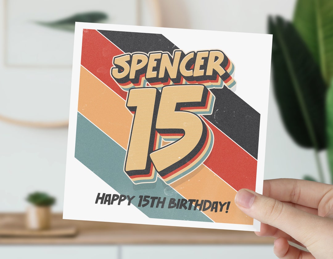 Personalised 15th Birthday Card | Retro 15th Birthday Girl, Boy | Card ...