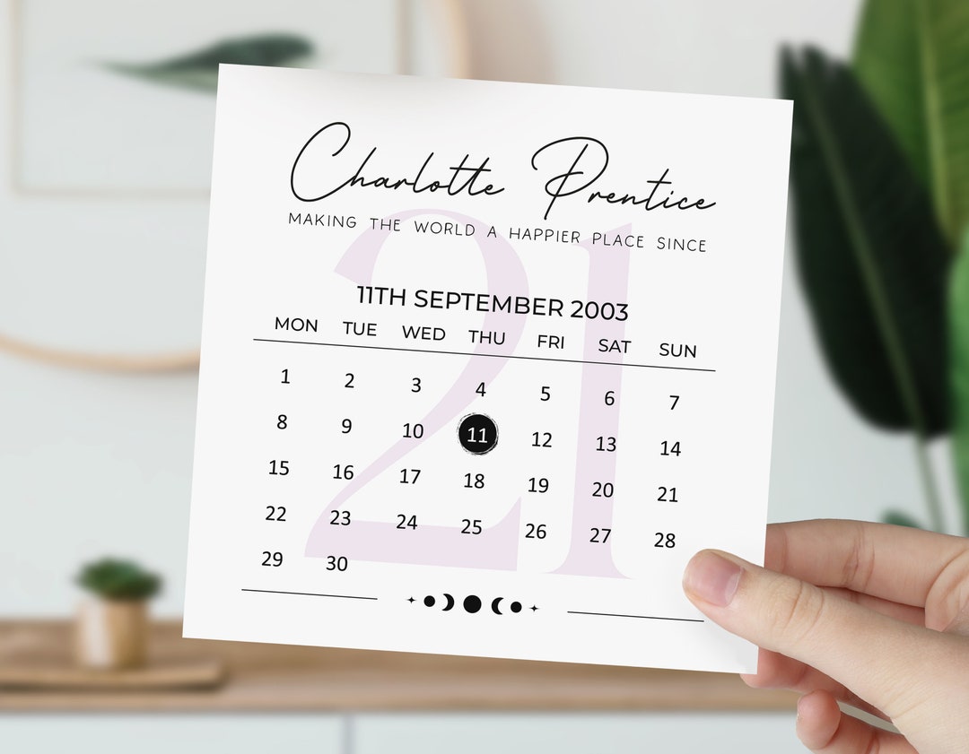 Personalised 21st Birthday Calendar Card 2003 Greetings Card 21st Card ...