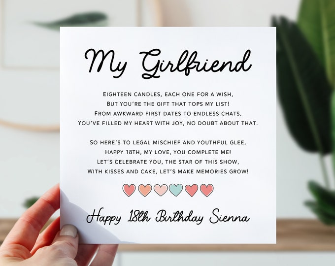 18th Birthday Card for Girlfriend | Girlfriend 18th Birthday Card ...