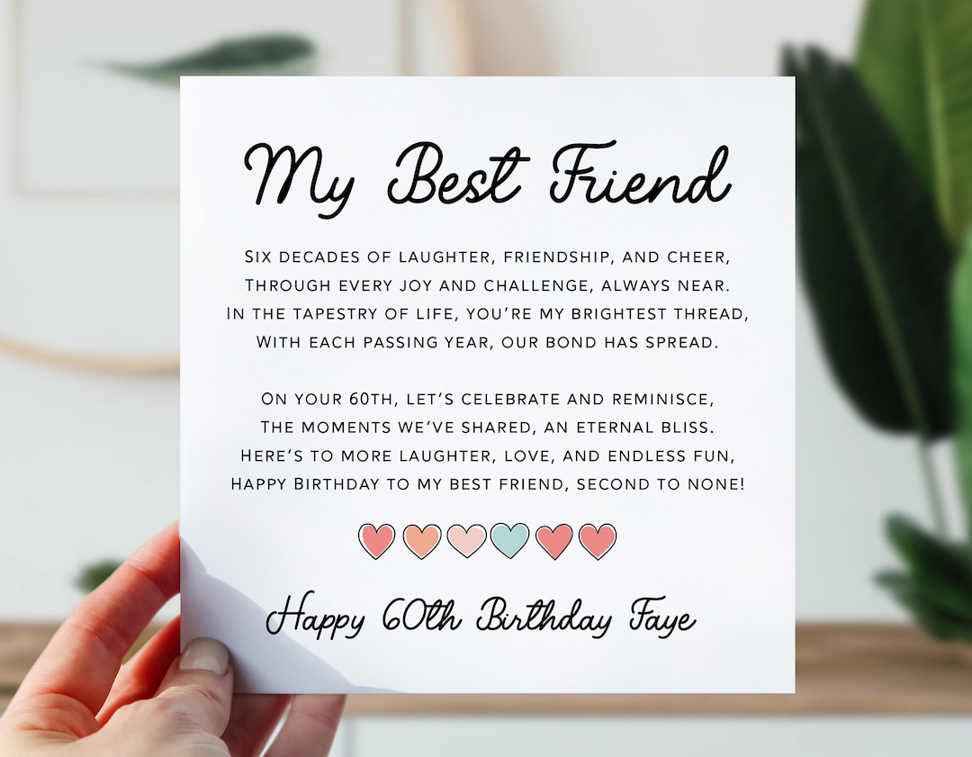 60th Birthday Card for Best Friend | Bestie 60th Birthday Card | Cute ...