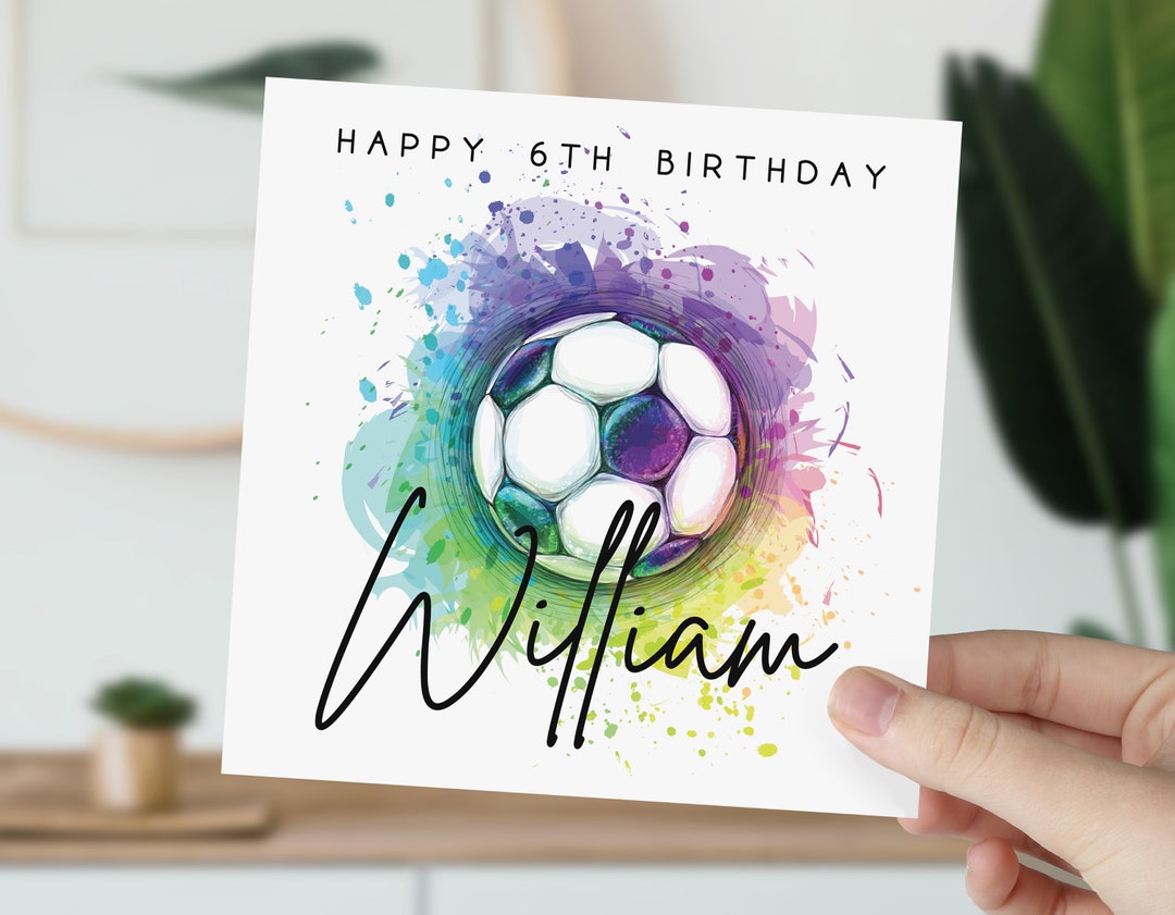 Personalised 6 Year Old Football Birthday Card | 6th Birthday Footie ...