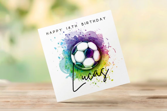 Personalised 14 Year Old Football Birthday Card 14th - Etsy