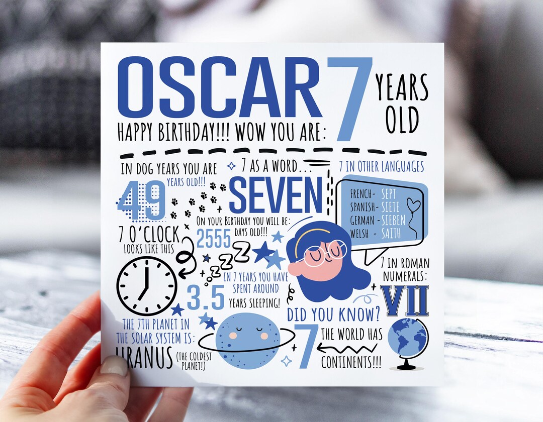 Personalised 7th Birthday Card for Boy | 7th Birthday Card for Son ...