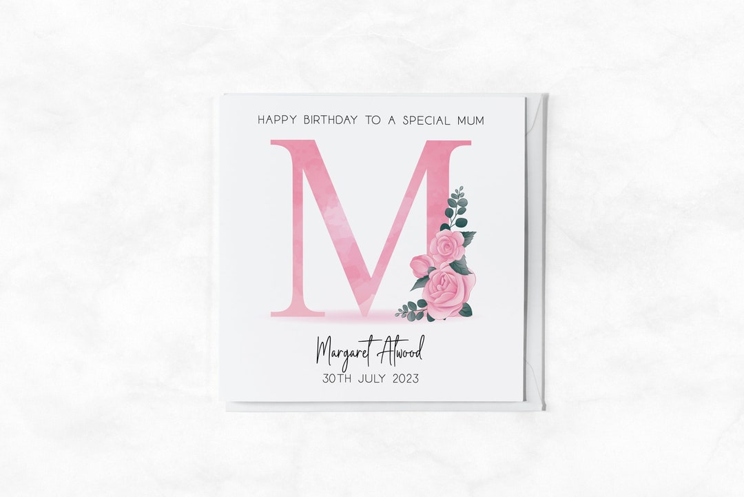 Floral Initial Birthday Card for Her Alphabet Letter Greetings Card ...