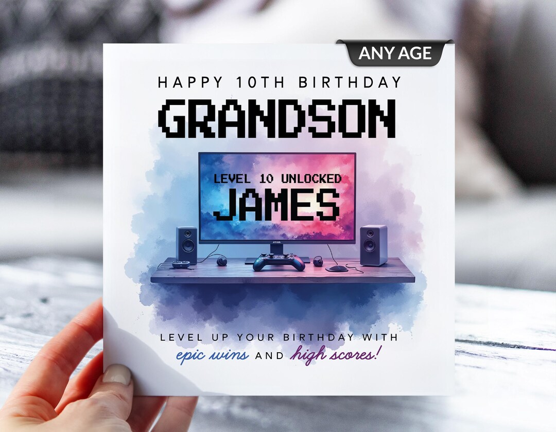 10 Year Old Gaming Birthday Card | Level Unlocked Greetings Card | PC ...