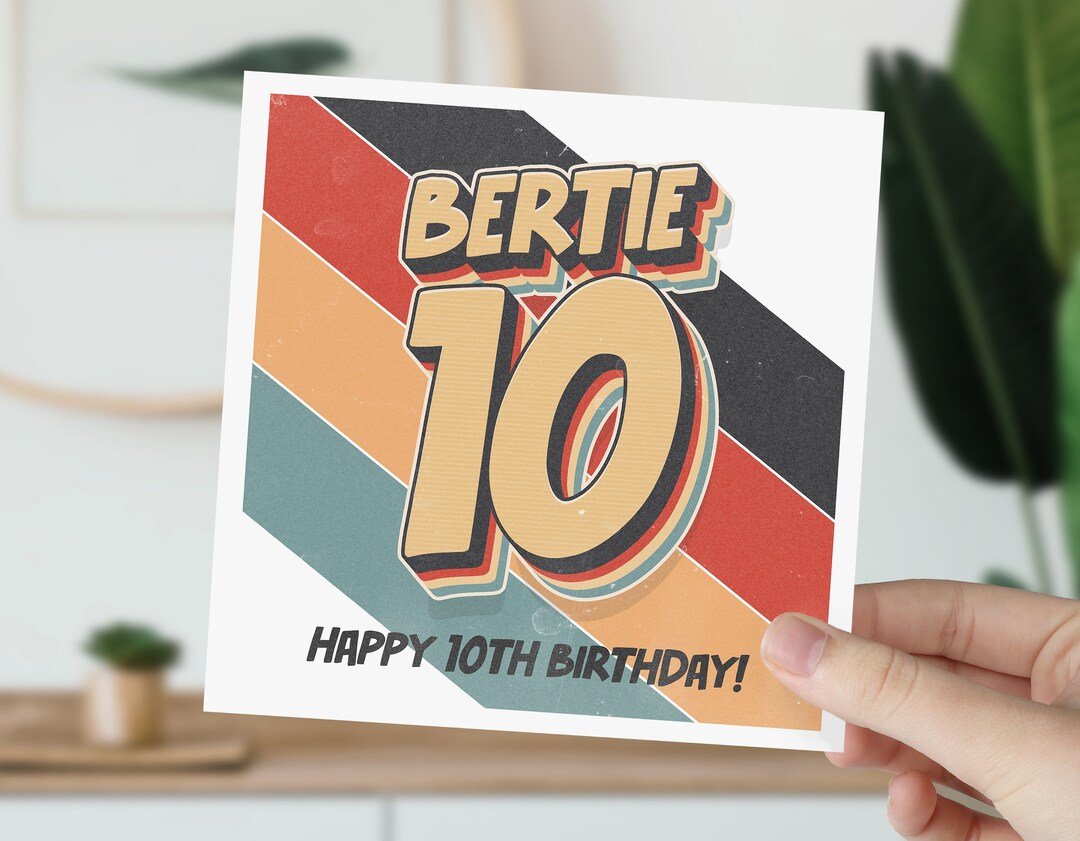 Personalised 10th Birthday Card | Retro 10th Birthday Girl, Boy | Card ...