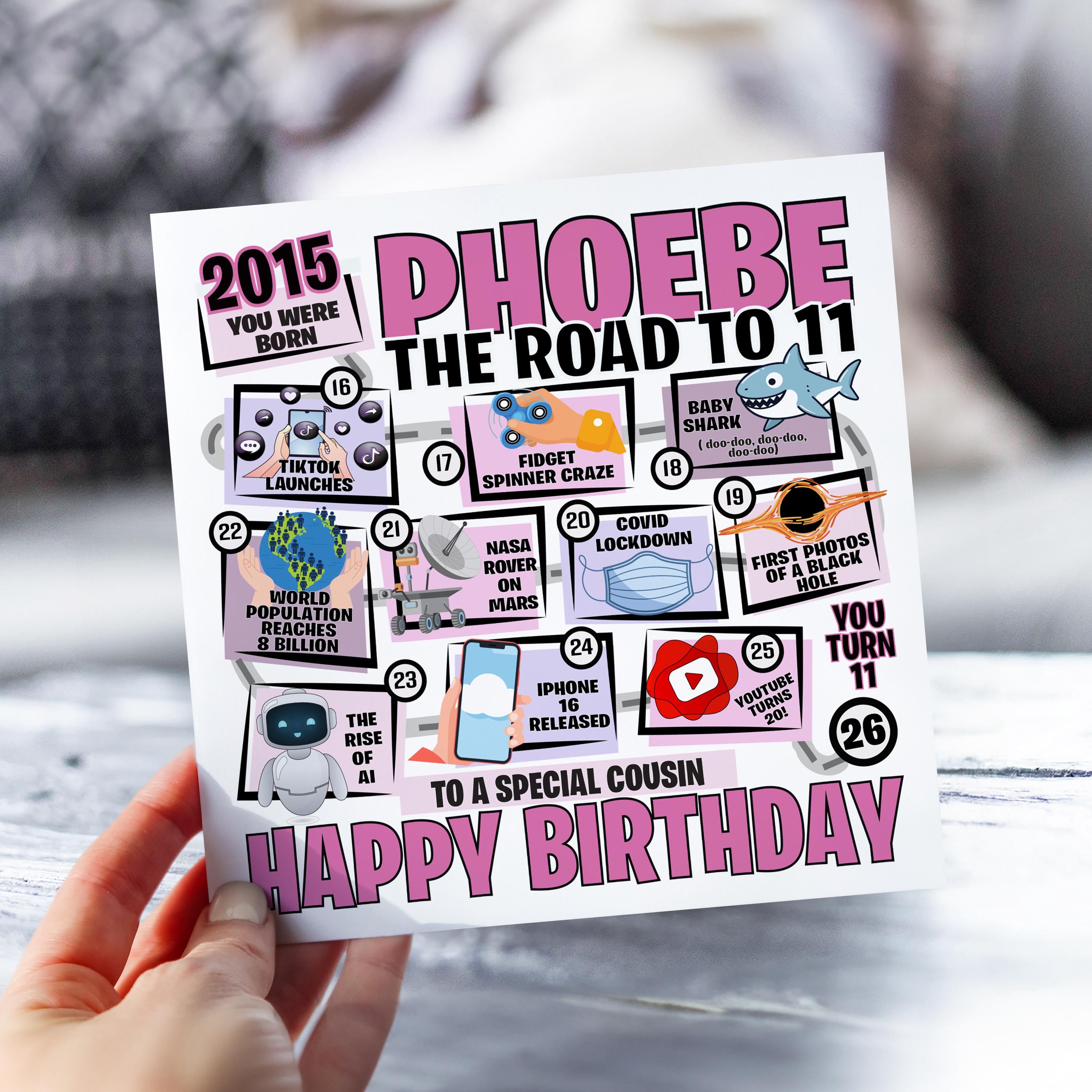 11th Birthday Card for Girl | the Road to 11 Card | Born in 2015 Card ...