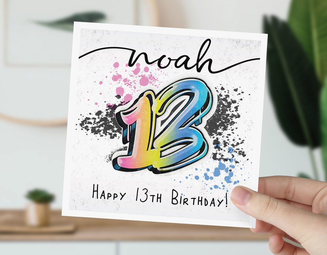 Personalised 13th Graffiti Birthday Card 13th Birthday Girl, Boy Card ...
