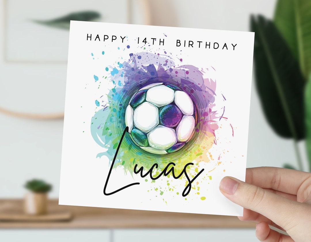 Personalised 14 Year Old Football Birthday Card | 14th Birthday Footie ...