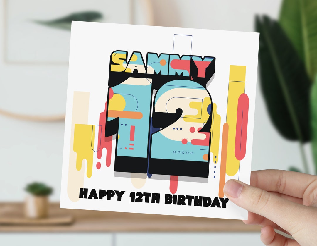 Personalised 12th Birthday Card | Abstract 12th Birthday Girl, Boy ...