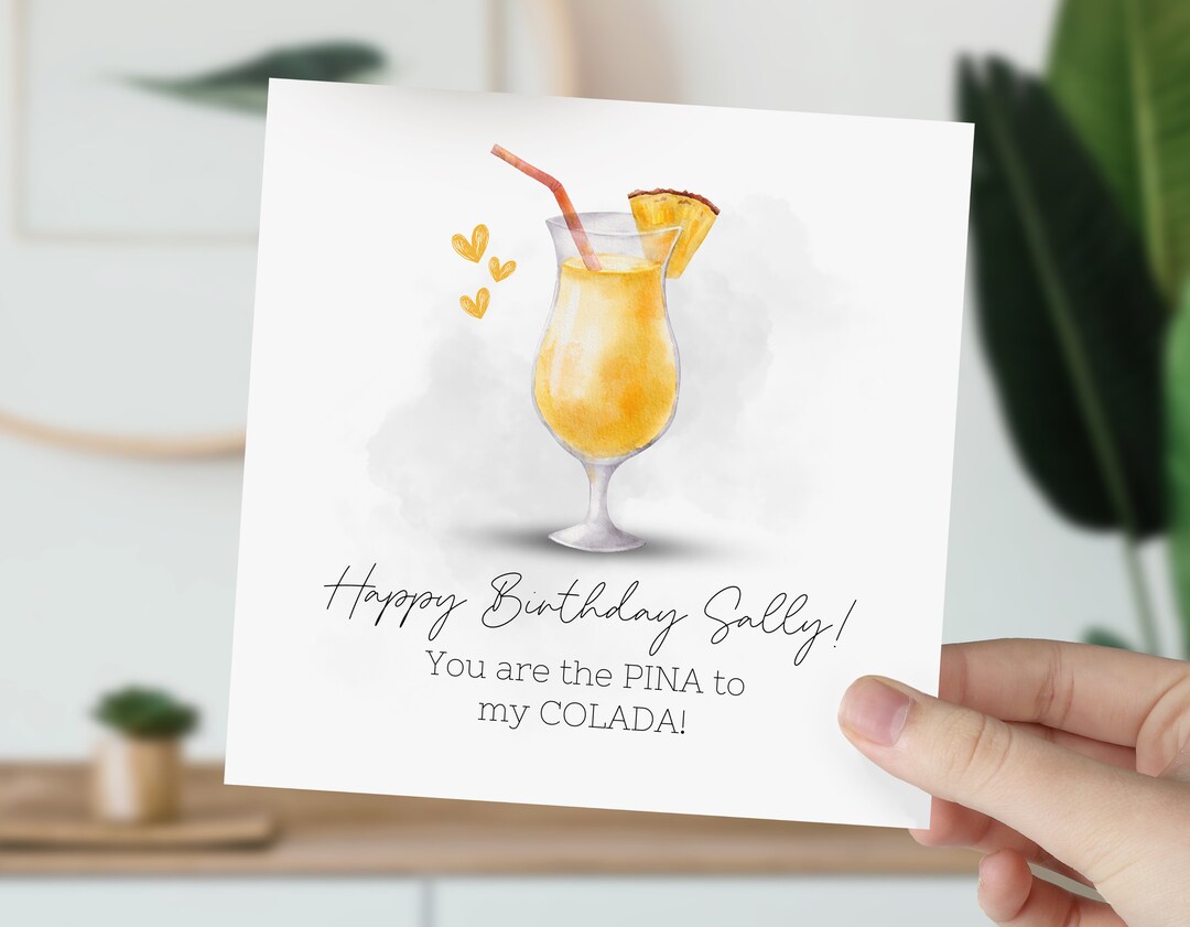 Pina Colada Cocktail Birthday Card | Card for Bestie, Best Friend ...