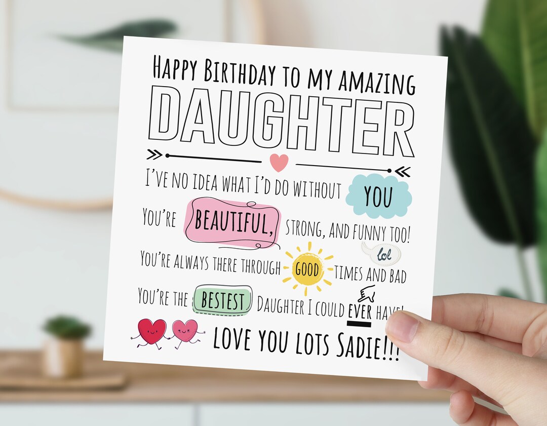 Personalised Daughter Birthday Card | Card for Her | Greetings Card for ...