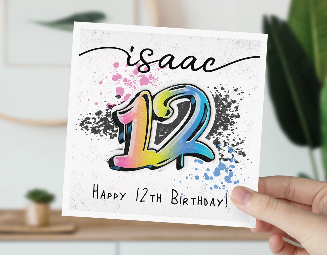 Personalised 12th Graffiti Birthday Card 12th Birthday Girl, Boy Card ...