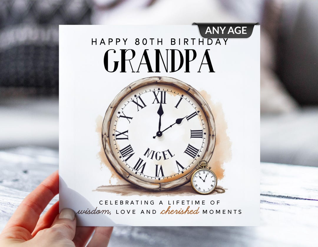 Personalised Pocket Watch Birthday Card for Him Any Age Uncle, Grandad ...
