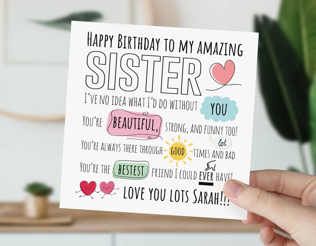 Personalised Sister Birthday Card | Card for Her | Greetings Card for ...