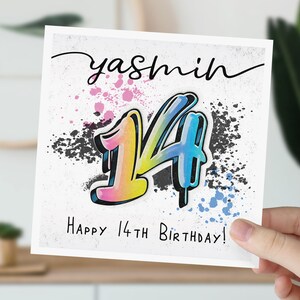 Personalised 14th Graffiti Birthday Card 14th Birthday Girl, Boy Card ...