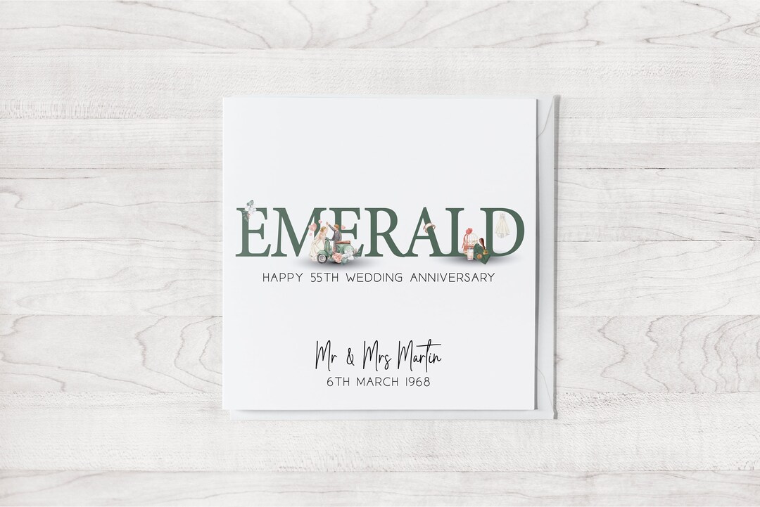 Personalised 55 Year Anniversary Card | Emerald Wedding Anniversary ... Personalised 55 Year Anniversary Card | Emerald Wedding Anniversary ...