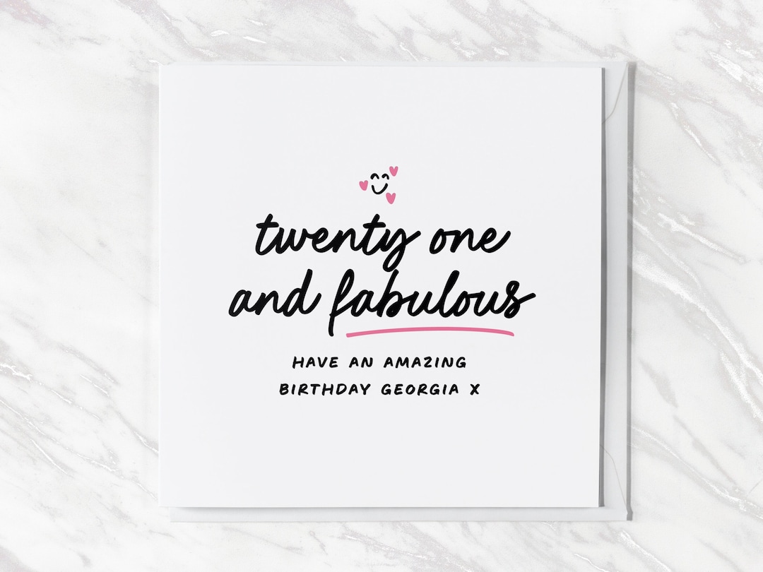 Twenty One and Fabulous 21st Birthday Card Happy Twenty First Cute 21st ...