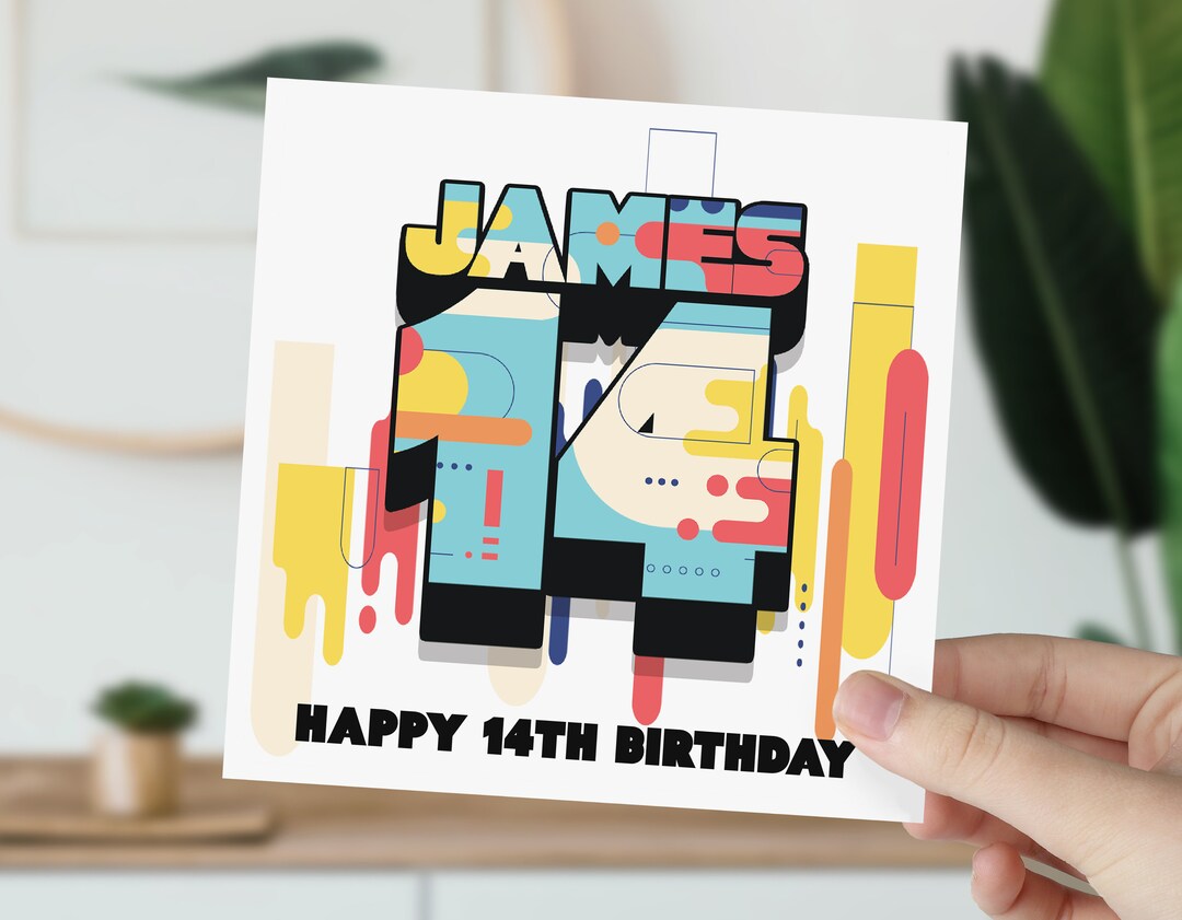 Personalised 14th Birthday Card | Abstract 14th Birthday Girl, Boy ...