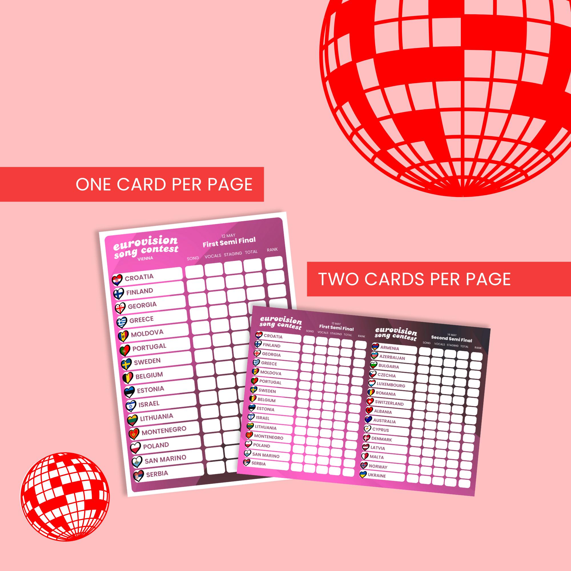 2026 Eurovision Scorecards, Printable Party Essential for Watching the ...