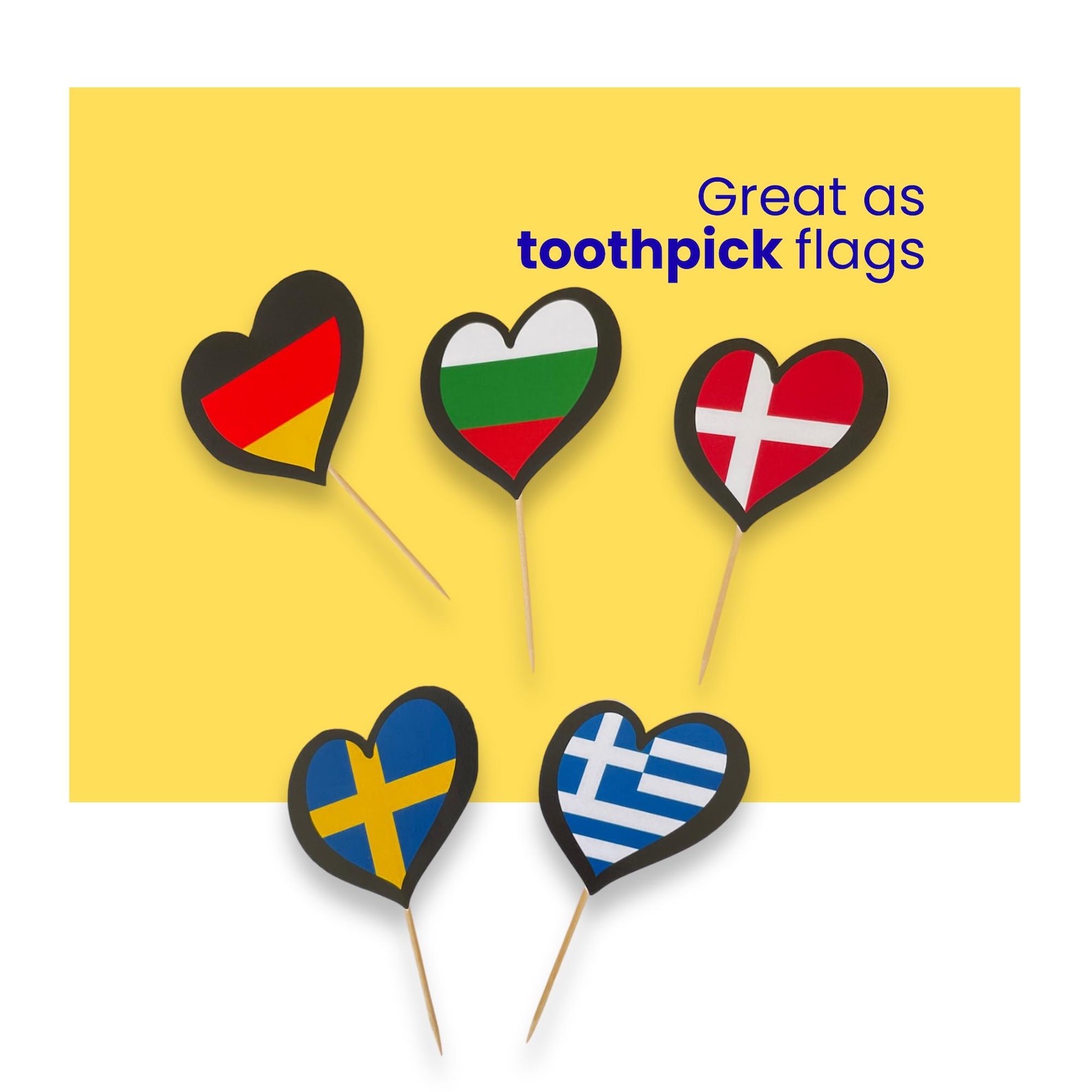2026 Eurovision Hearts Toothpick Flags, Printable Eurovision Party ...
