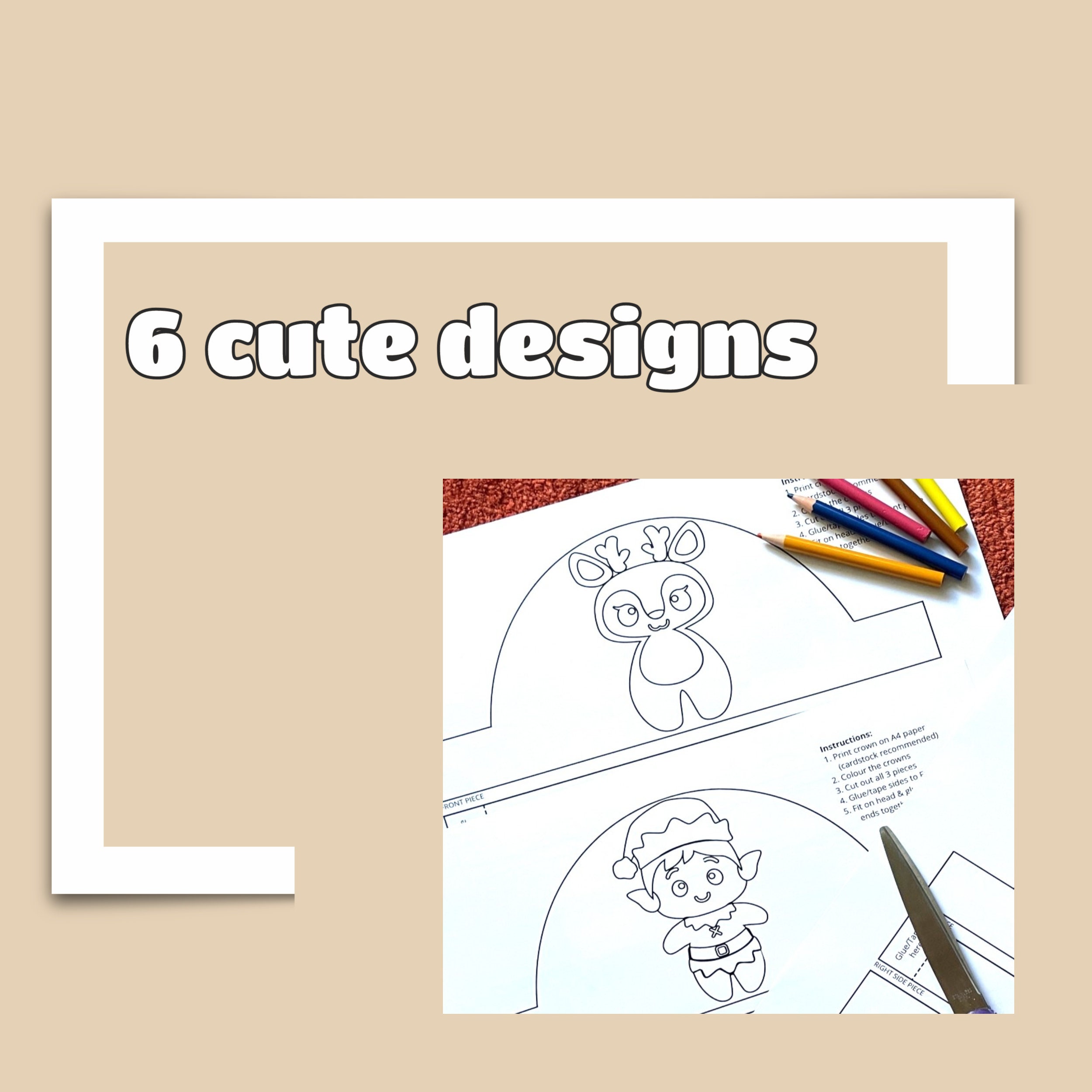 Printable Colouring Christmas Crowns for Kids Paper Craft Activity DIY ...