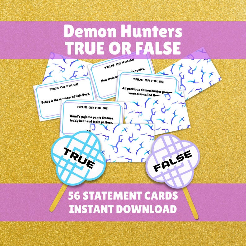 True or False: K-pop Demon Hunters Themed Printable Party Game (PDF ...