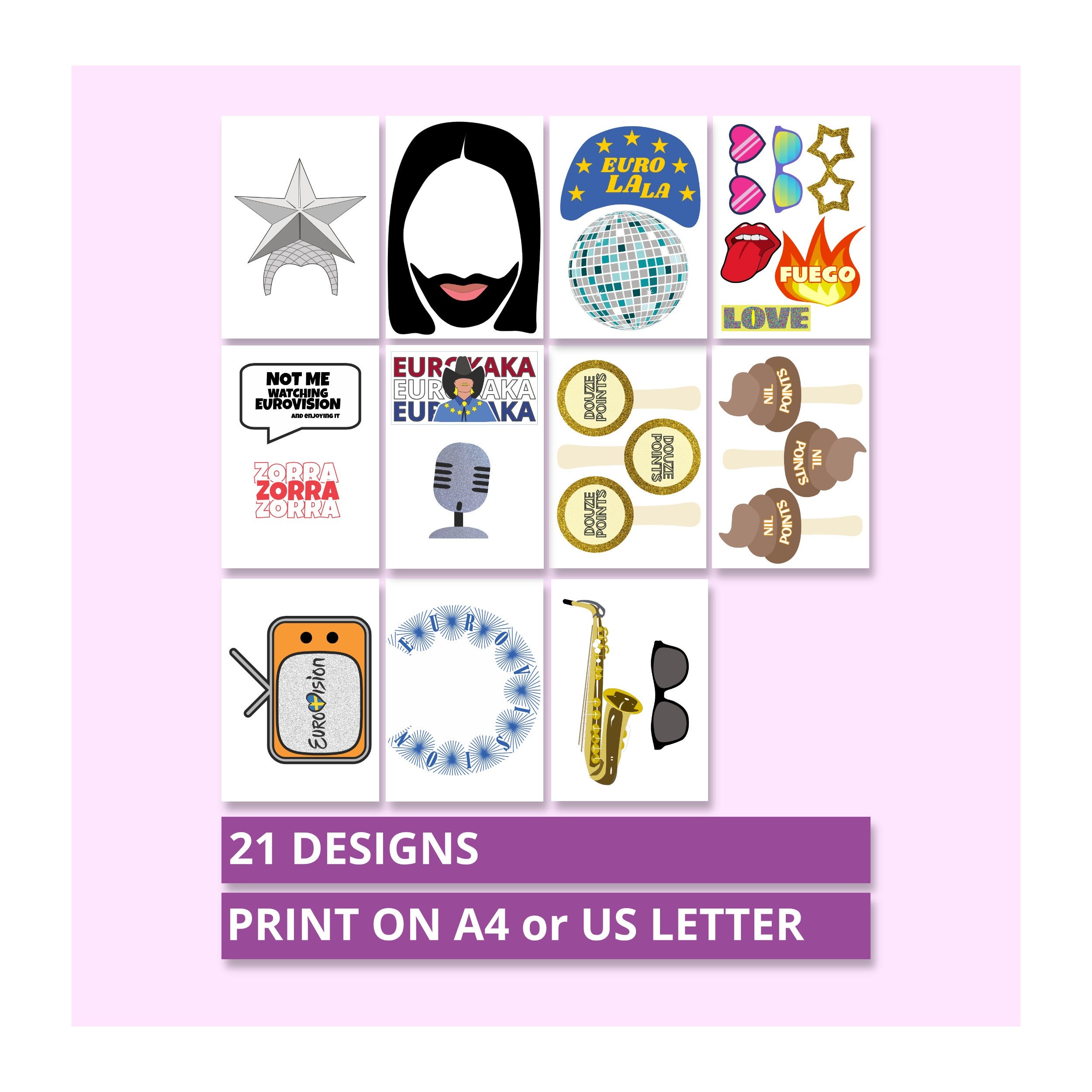 Printable Eurovision 2024 Photo Booth Party Props - Etsy UK