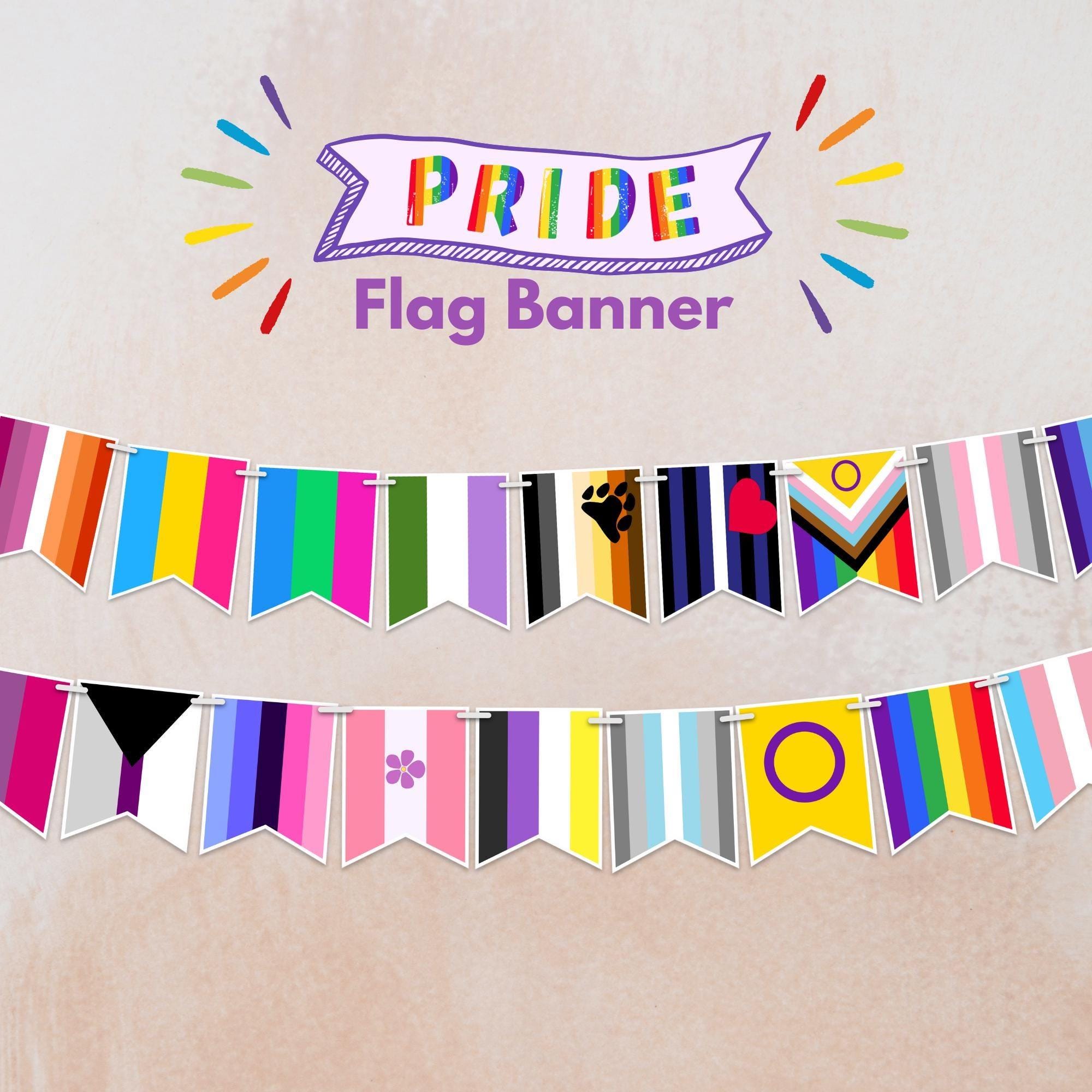 Printable Pride Banner: 20 LGBTQIA+ Flags, DIY Pride Month Decor (PDF ...