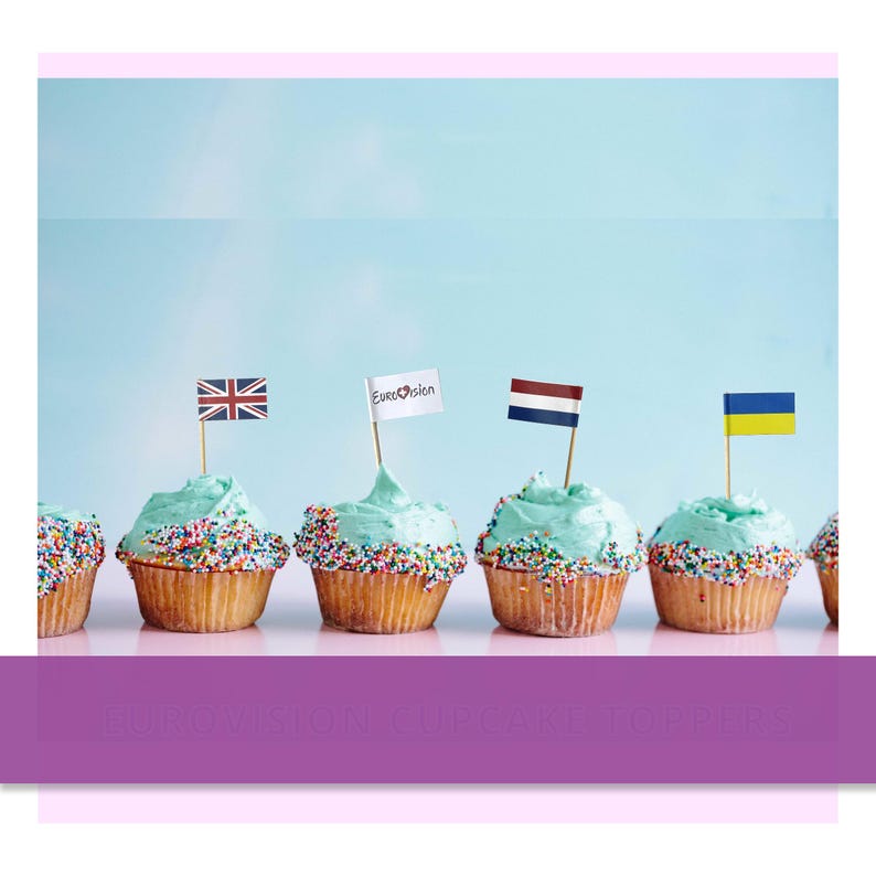 Eurovision Flag Cupcake Toppers - 37 Printable European Toothpick Flags ...