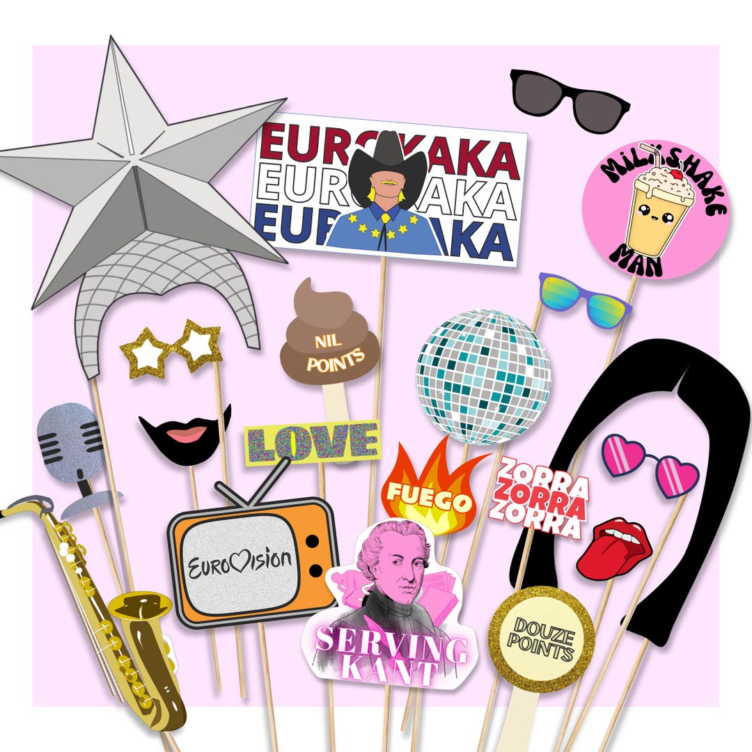 Printable Eurovision 2025 Photo Booth Party Props, High Quality PDF or ...