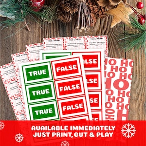 Printable Christmas True or False Game With 60 Statement Cards: Family ...