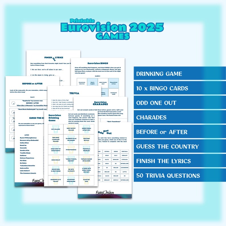 Complete Eurovision 2025 Party Pack With Printable Games, Flags, Photo ...