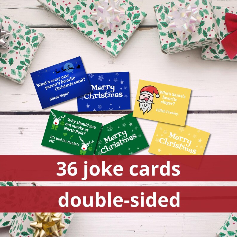 Printable Christmas Jokes, Gift Bag Fillers, Table Decoration, Fun ...