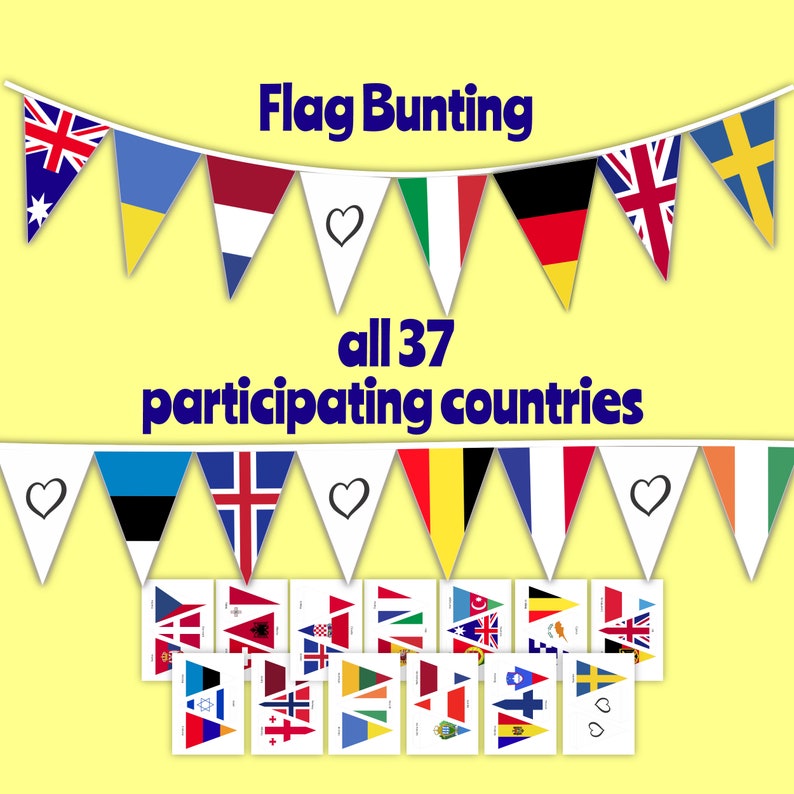 Printable 2025 Eurovision Party Decorations Bundle - Flag Bunting ...