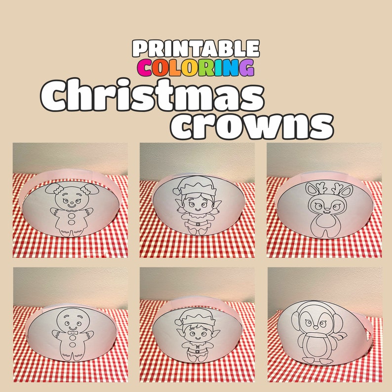 Printable Colouring Christmas Crowns for Kids Paper Craft Activity DIY ...