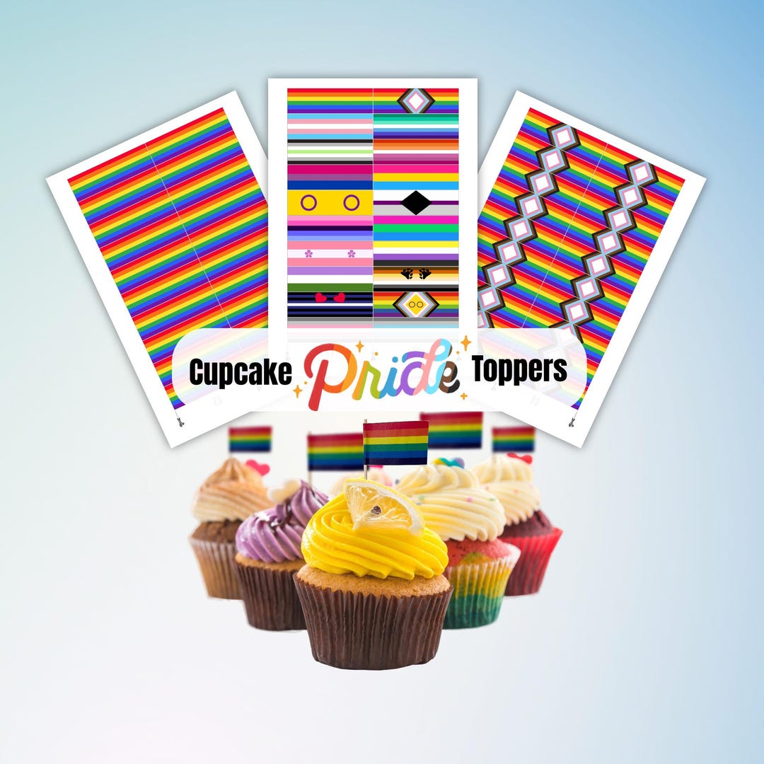Printable Pride Cupcake Toppers, Set of 20 LGBTQIA+ and Gender Identity ...