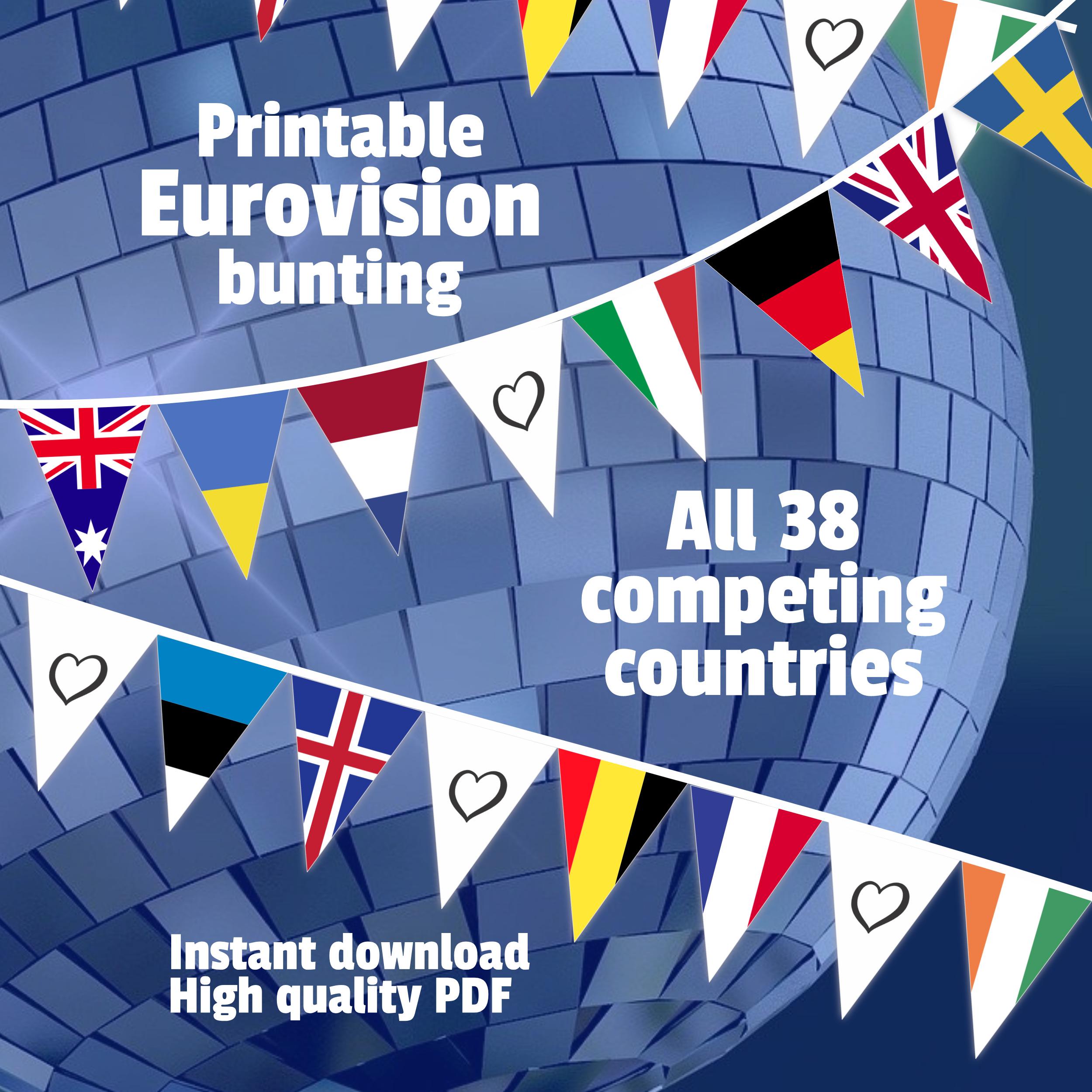 Eurovision Party Bunting - Printable Flags for All Participating ...