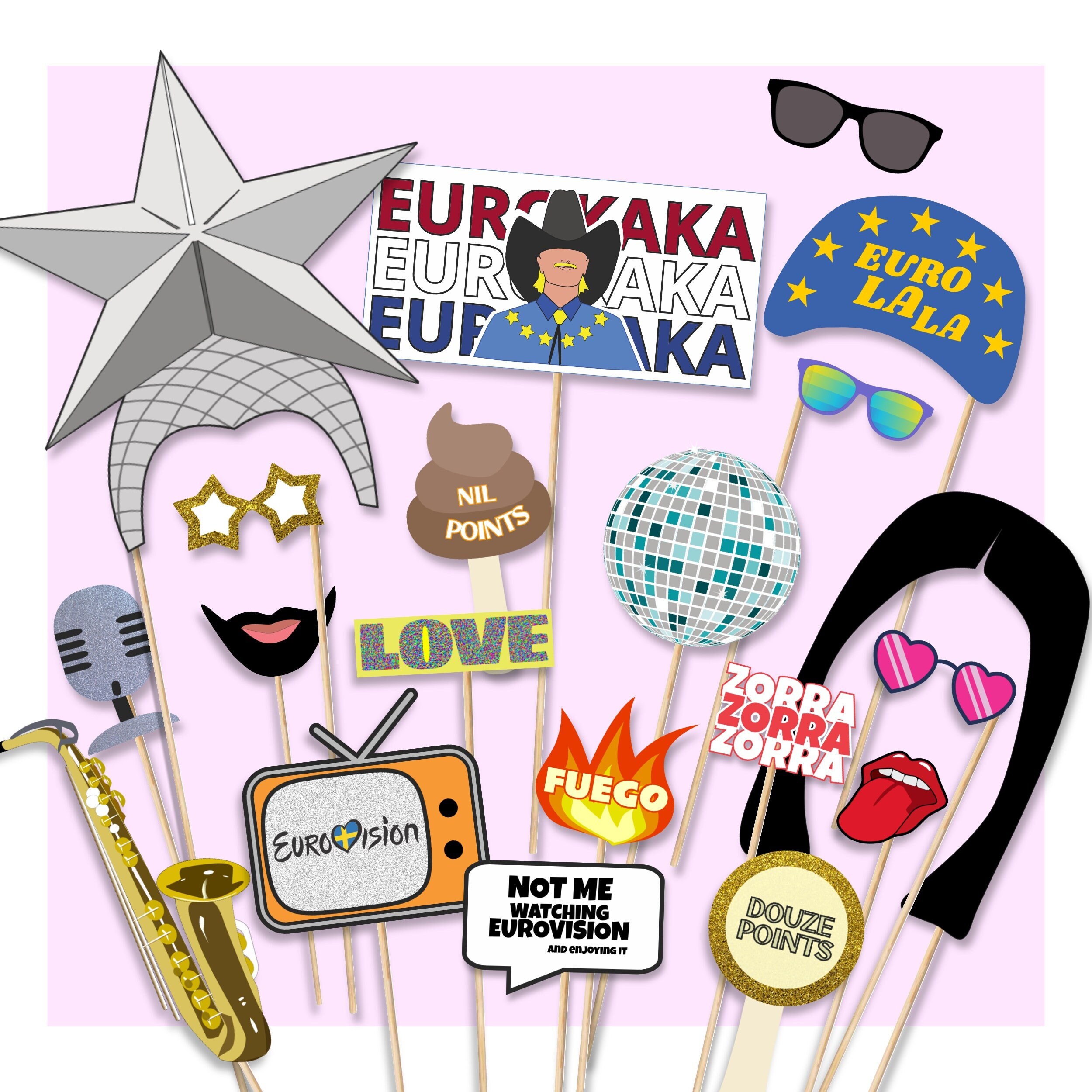 Printable Eurovision 2024 Photo Booth Party Props - Etsy UK
