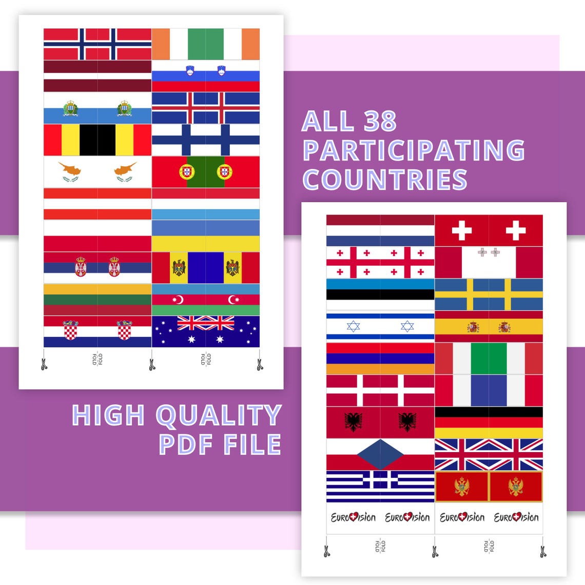 Eurovision Flag Cupcake Toppers - 37 Printable European Toothpick Flags ...