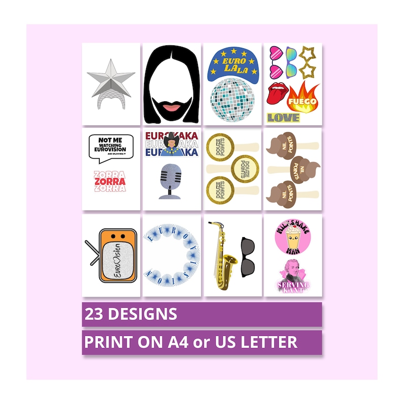 Printable Eurovision 2025 Photo Booth Party Props, High Quality PDF or ...