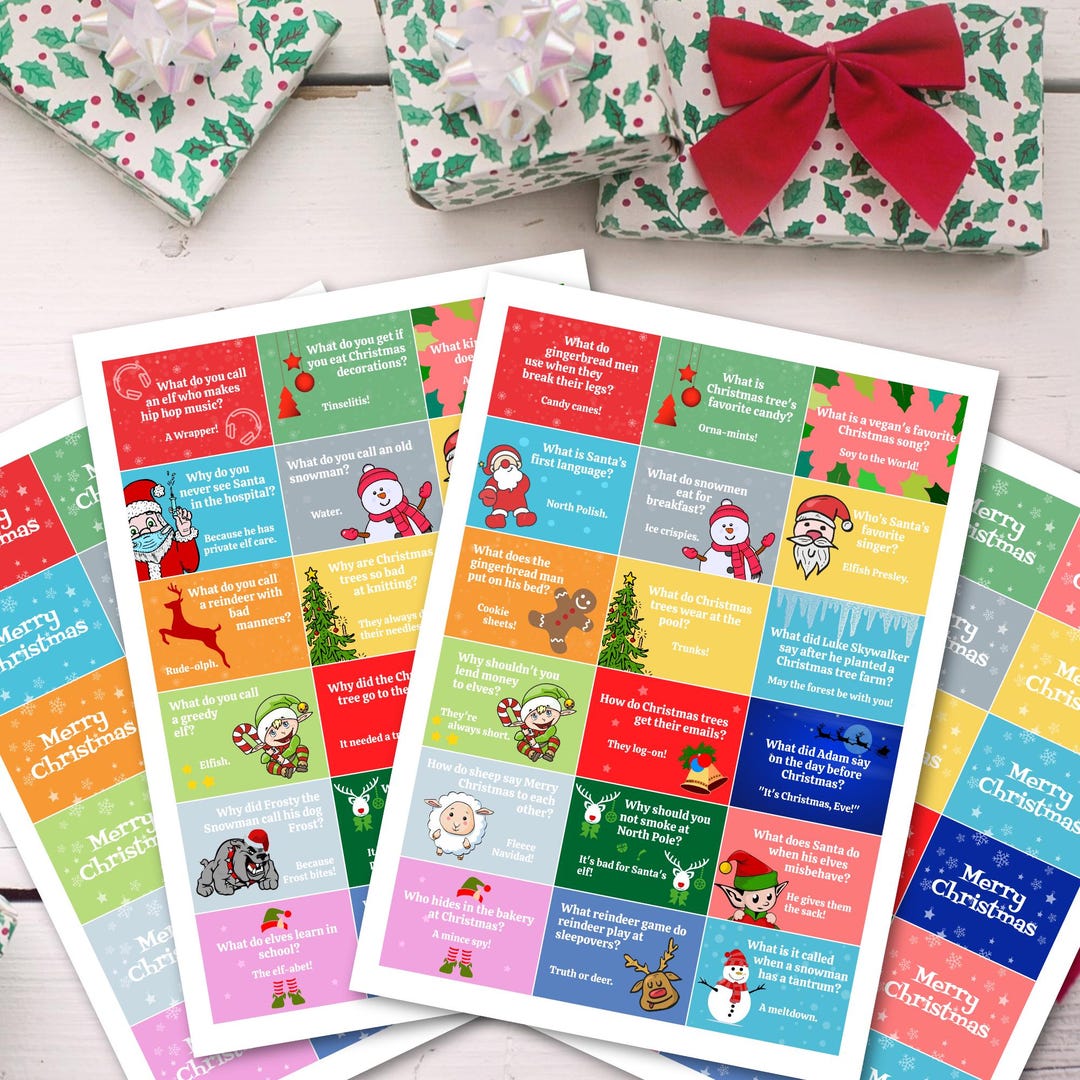 Printable Christmas Jokes, Gift Bag Fillers, Table Decoration, Fun ...
