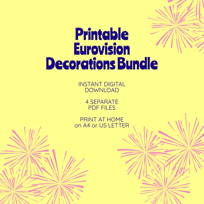 Printable Eurovision 2025 Decorations Bundle: Bunting, Cupcake Toppers ...