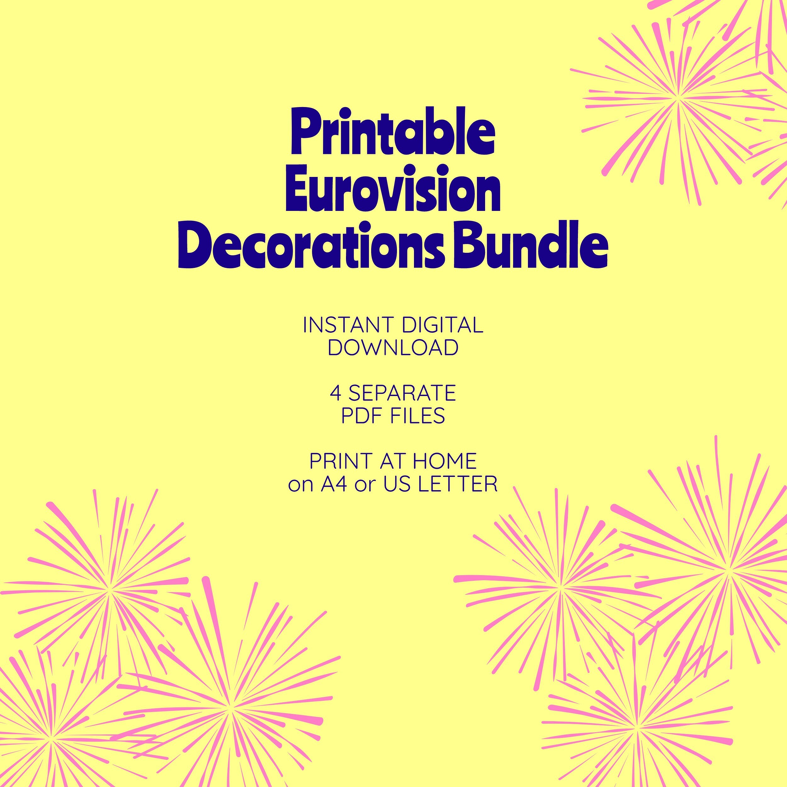 Printable Eurovision Decorations Bundle: Bunting, Cupcake Toppers ...