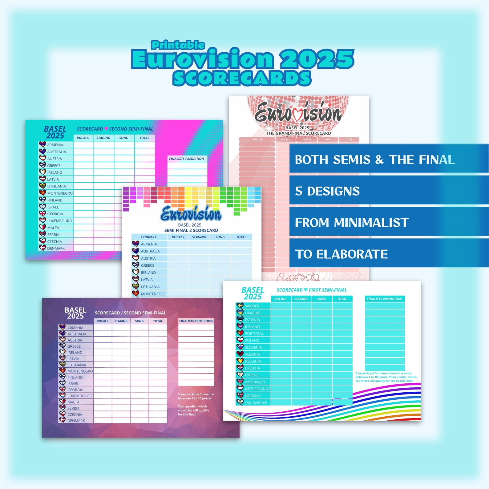 Eurovision 2025 Party Pack: Printable Games, Flags, Props, Scorecards ...