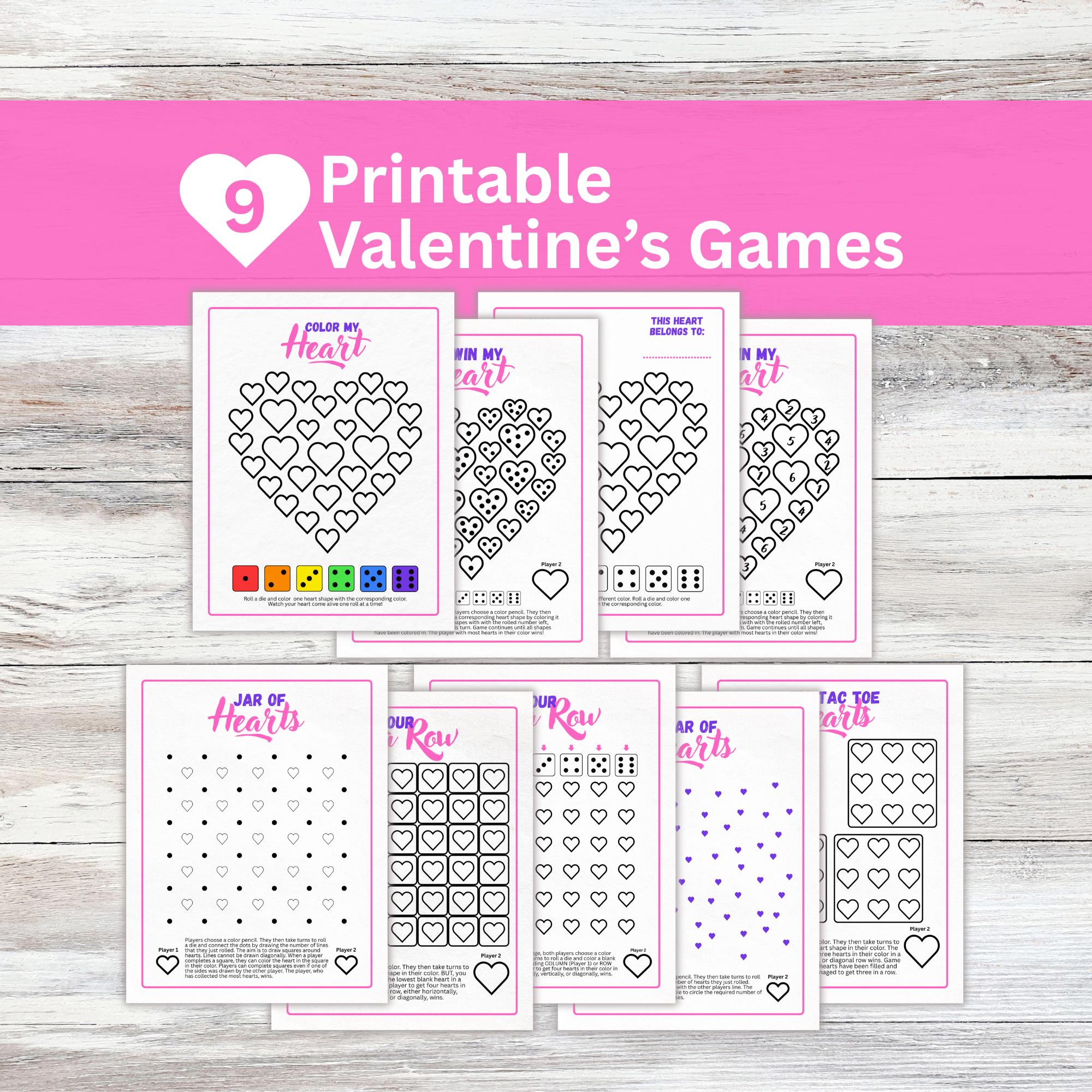 Valentine's Day Activity Pack, 9 Printable Family and Classroom Games ...
