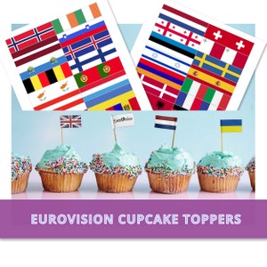 Eurovision Flag Cupcake Toppers - 37 Printable European Toothpick Flags ...